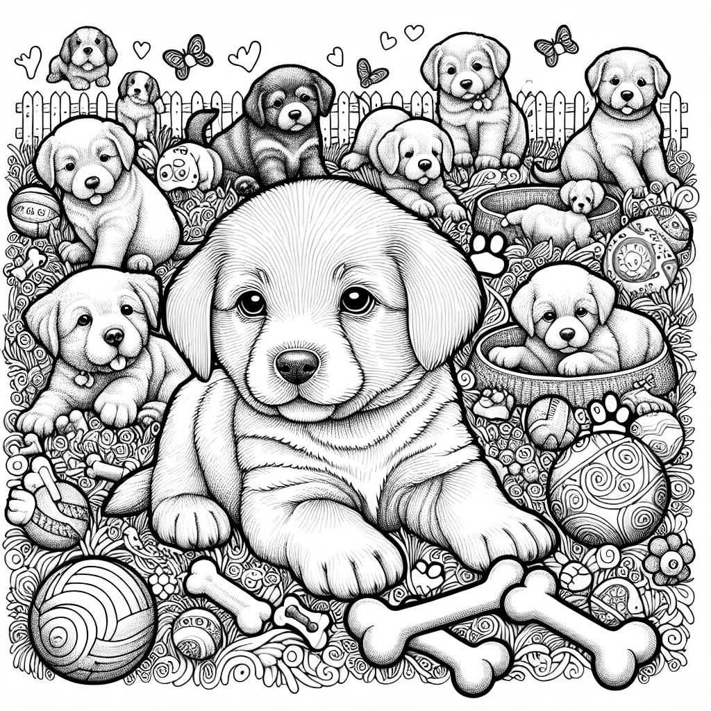 Puppy Coloring Pages – Custom Paint By Numbers